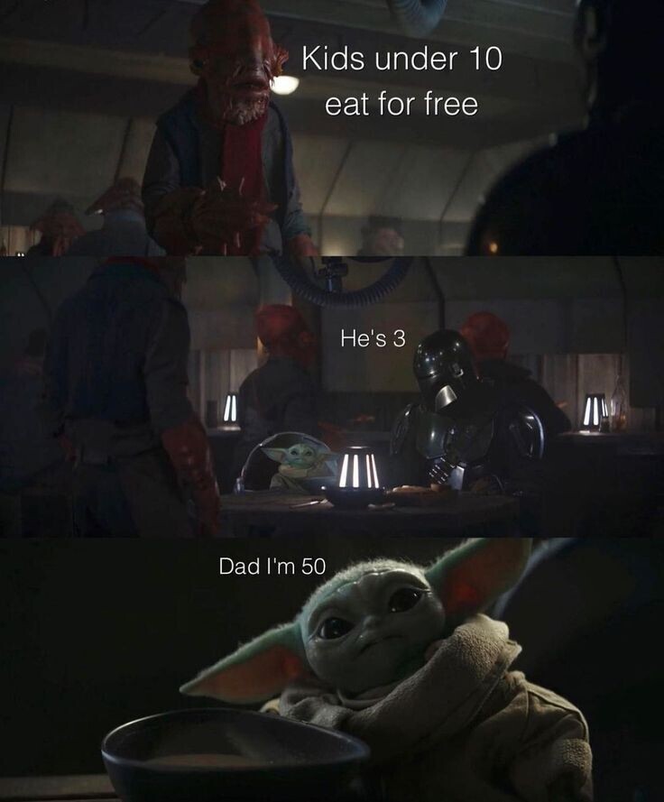 A 50-year-old green toddler following his space dad through the galaxy ...